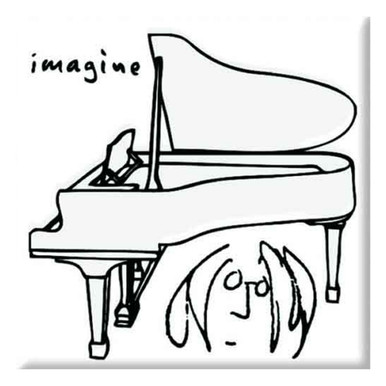 The Beatles 'John Lennon - Imagine Black On White' Fridge Magnet ...