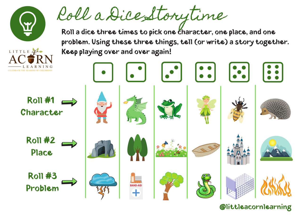 Free Roll a Dice Storytime (5x7 printable)