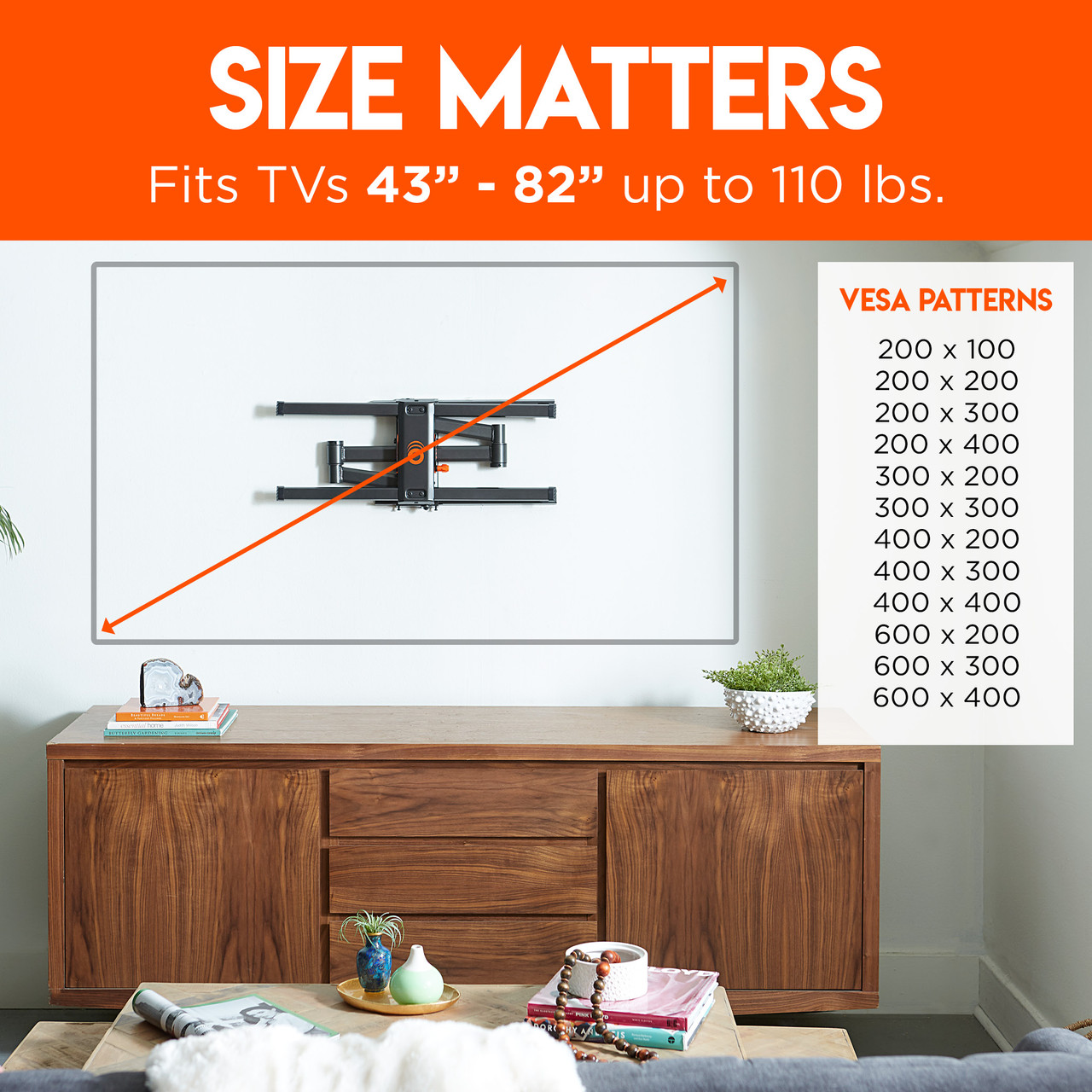 Best Full Motion TV Mount for Tv's up to 82"