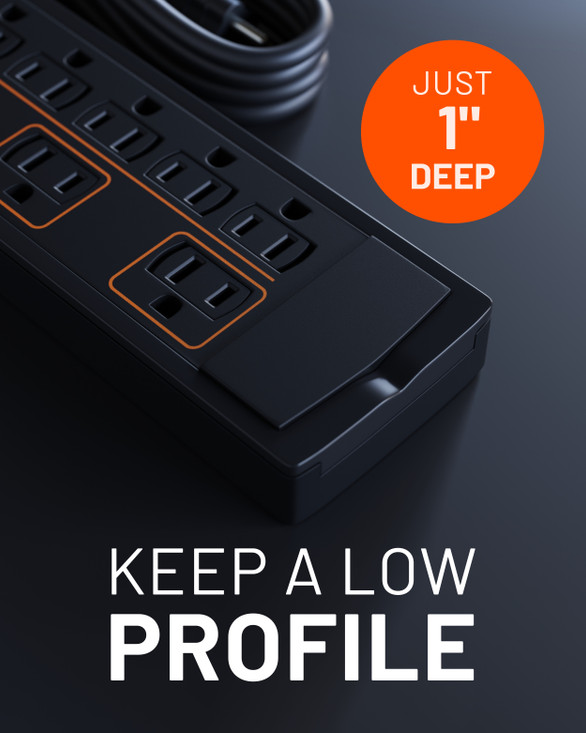 Low Profile Surge Protector Power Strip With Heavy Duty Surge Protection