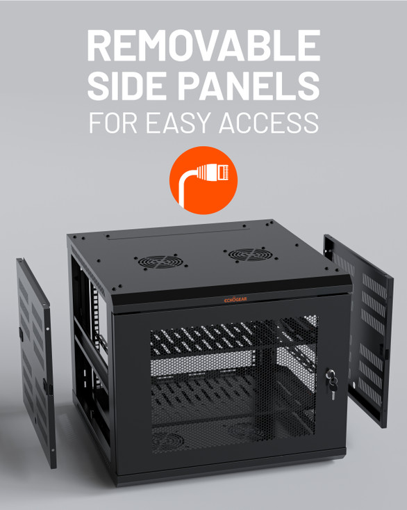 9U Open Enclosed Rack With 2 Rack Shelves