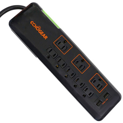 Low Profile Surge Protector Power Strip With USB Ports - ECHOGEAR