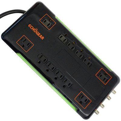 12 Outlet Low Profile Surge Protector With Coax