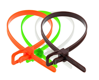 8 INCH REUSABLE ZIP TIES - BLACK (PACK OF 100)