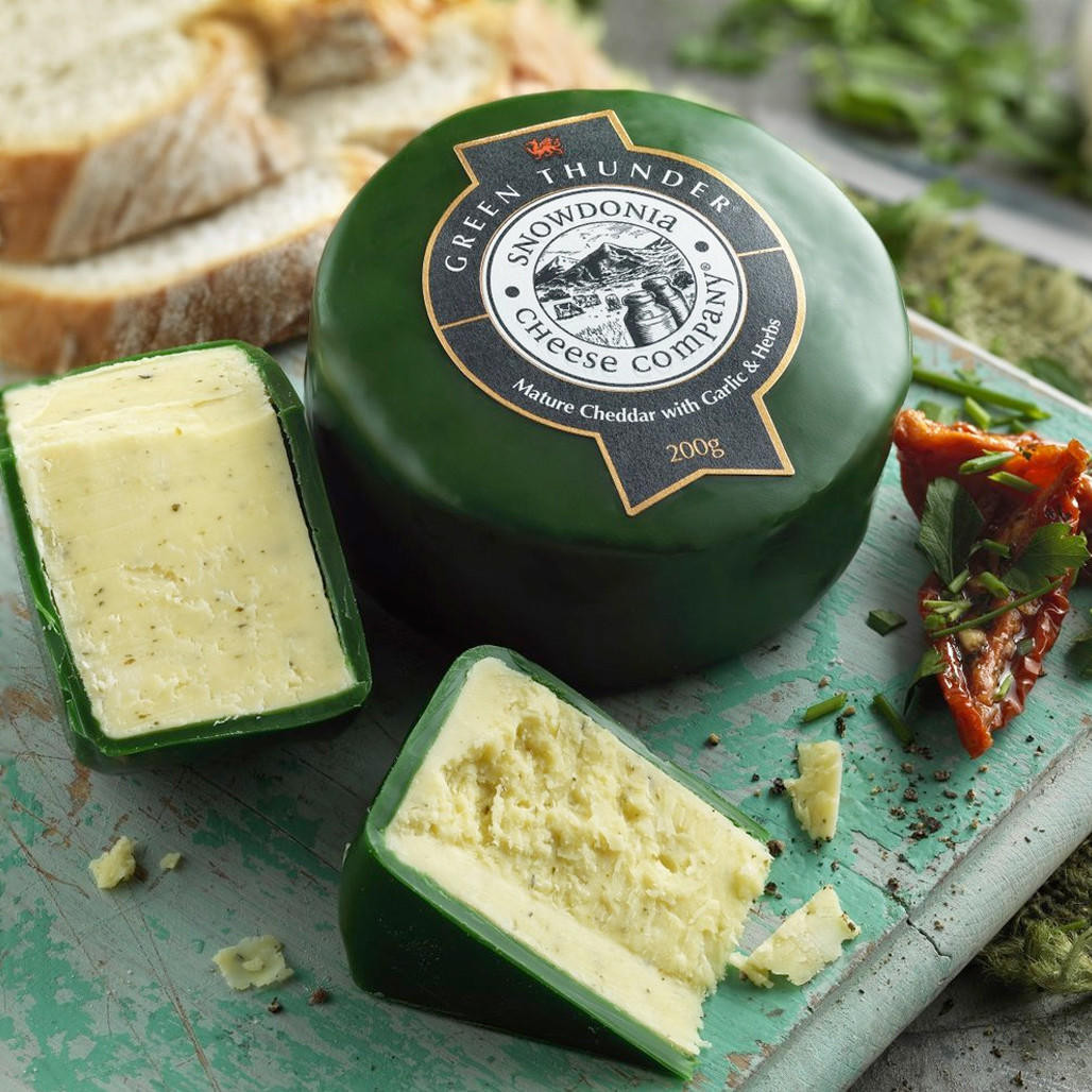 Green Thunder Cheddar Cheese - Garlic & Herbs, 200g - The Gourmet Warehouse