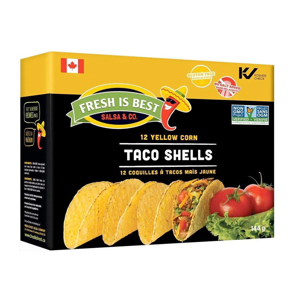 Taco Shells - Yellow Corn, Box of 12 - The Gourmet Warehouse