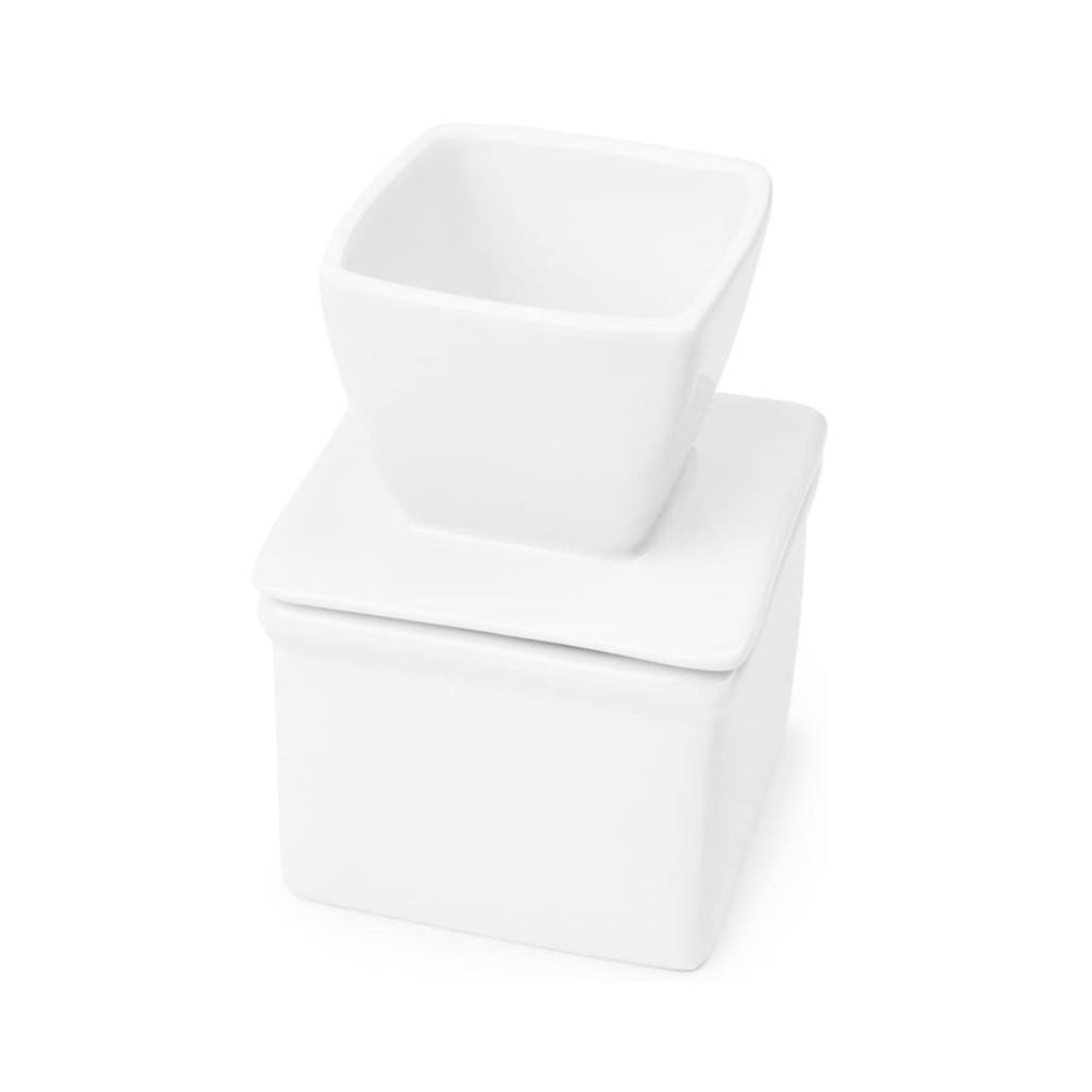 Butter Keeper Square - Stoneware, White - The Gourmet Warehouse