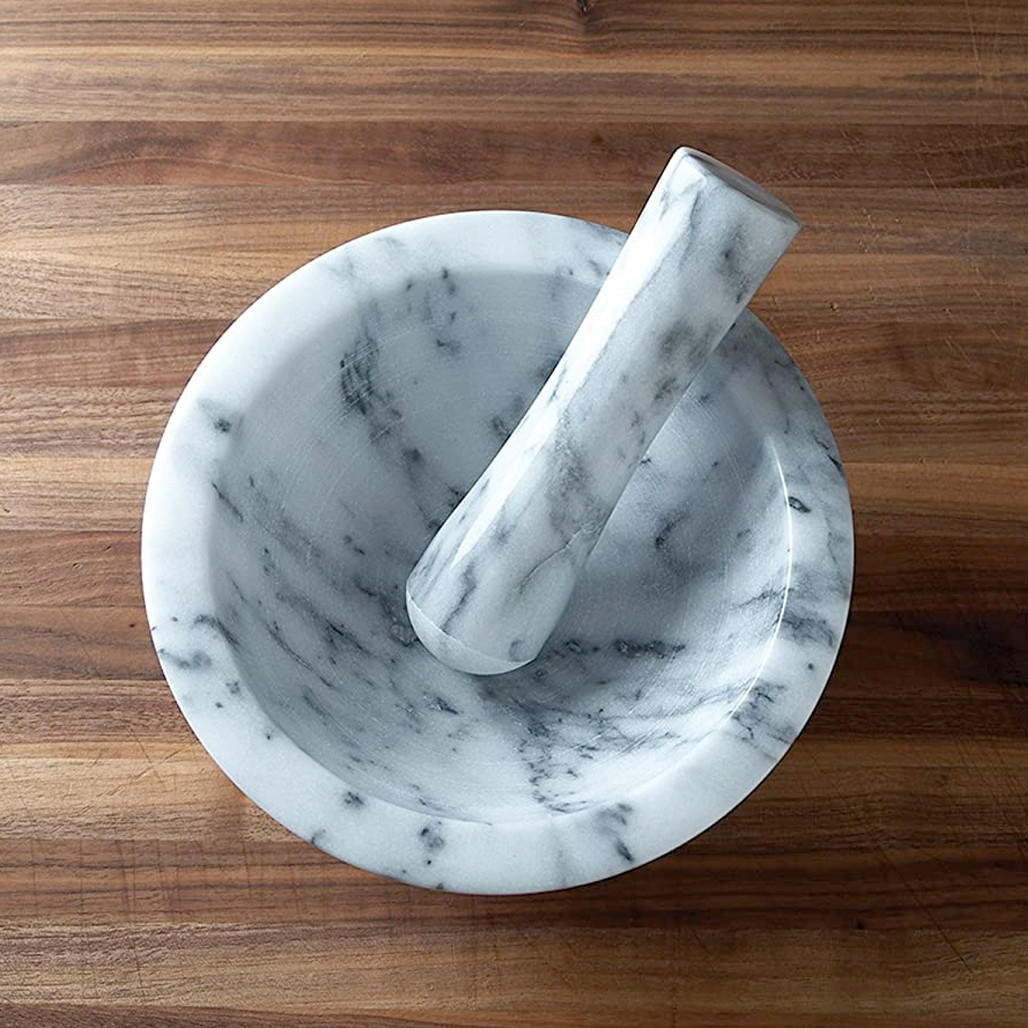 Mortar and Pestle - Marble, 8-in - The Gourmet Warehouse