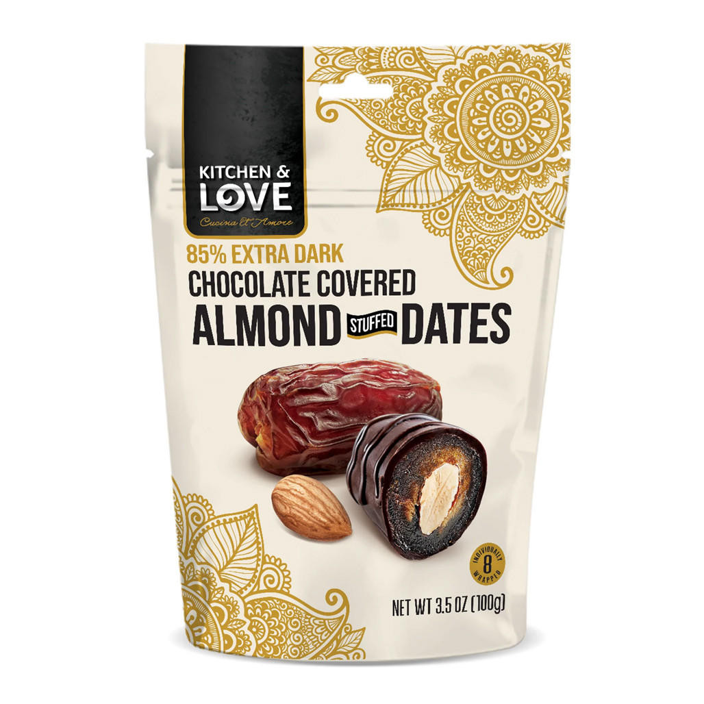 Dark Chocolate Covered Almond Stuffed Dates, 100g - The Gourmet Warehouse