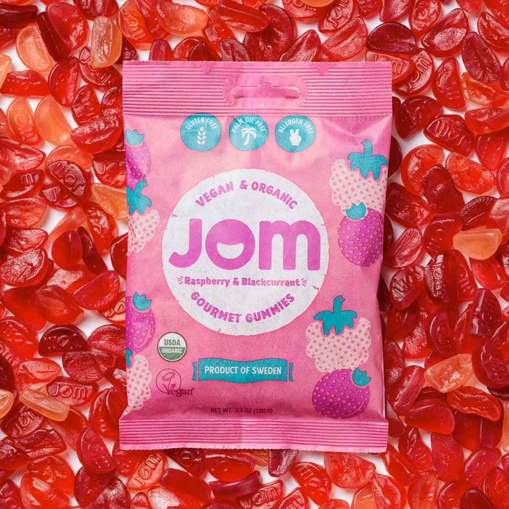 JOM - Raspberry & Blackcurrant Gummies, 100g - The Gourmet Warehouse