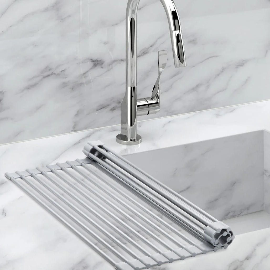 Over-Sink Roll-Up Dish Drying Rack, 17.25 x 13-in - The Gourmet Warehouse
