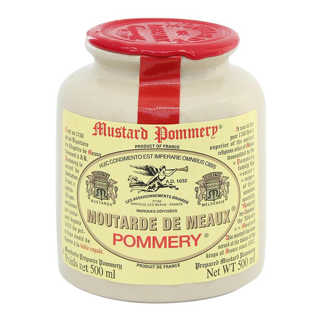 Pommery Meaux Mustard - Stoneware Jar, 500ml - The Gourmet Warehouse