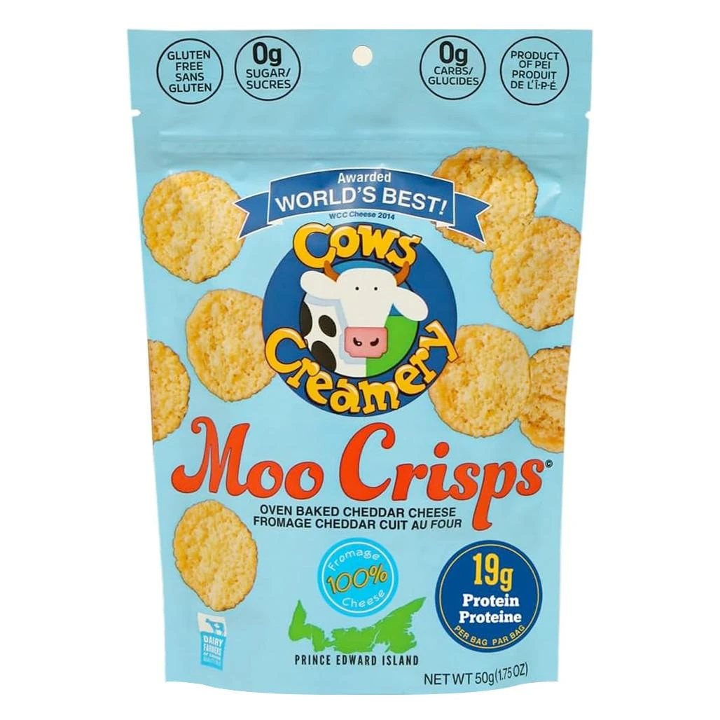 Moo Crisps Cheddar Cheese - Oven Baked, 50g - The Gourmet Warehouse