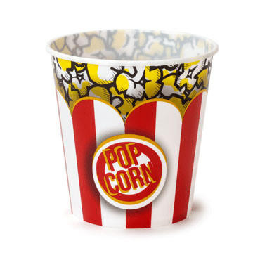 Popcorn Tub Red Stripes - Large, 4Qt - The Gourmet Warehouse