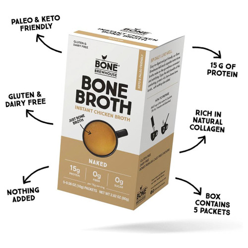 Instant Bone Broth - Naked, Box of 5 Packets - The Gourmet Warehouse