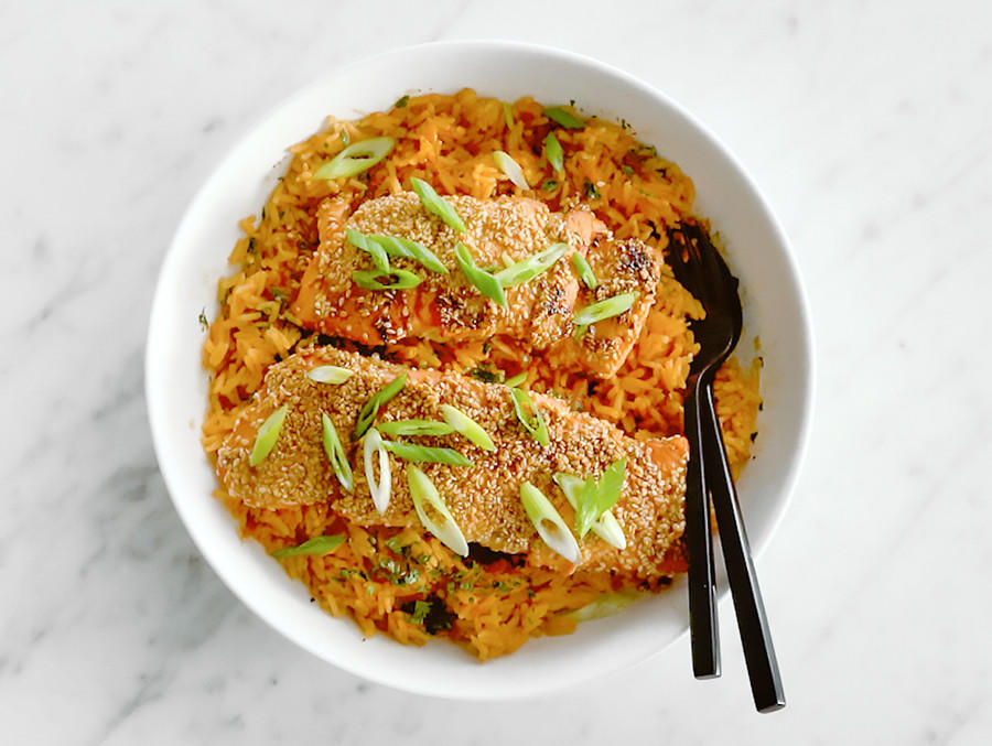 Sesame Salmon with Biryani Rice - The Gourmet Warehouse