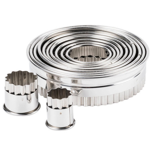 Round Fluted Cutter Set - Stainless Steel, 12-Piece - The Gourmet Warehouse