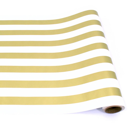 Gold Classic Stripe Paper Runner, 20"W x 25'L - The Gourmet Warehouse