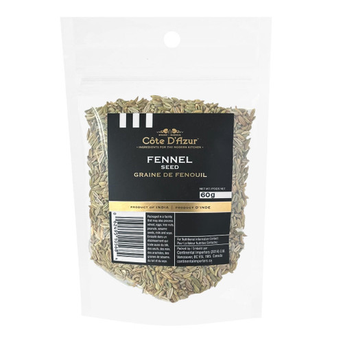 Fennel Seeds - Refill Zip Pouch, 60g - The Gourmet Warehouse