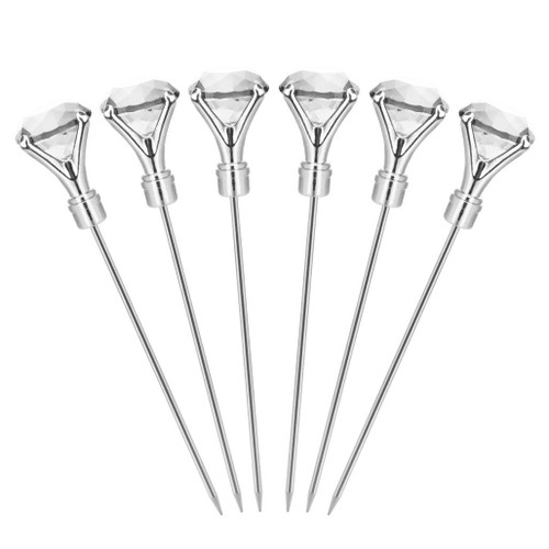 Diamond Cocktail Picks - Clear - Set of 6 - The Gourmet Warehouse