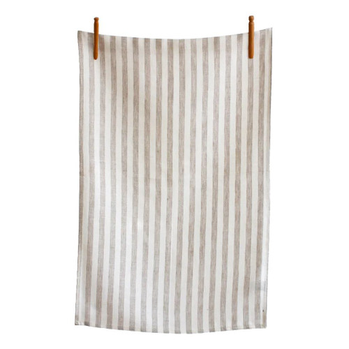 Parallel Tea Towel - Off White with Taupe Stripes, 20 x 28-in - The ...