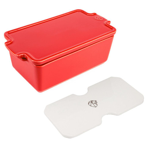 Appolia Ceramic Terrine w Press - Red, 20cm - The Gourmet Warehouse