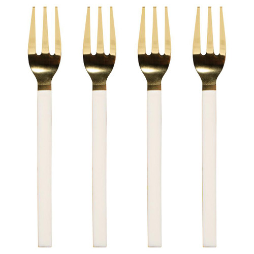 Dessert Forks - Ivory + Gold, Set of 4 - The Gourmet Warehouse
