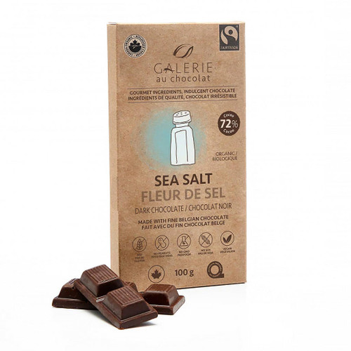 Dark Chocolate with Sea Salt Bar - 72%, 100g - The Gourmet Warehouse