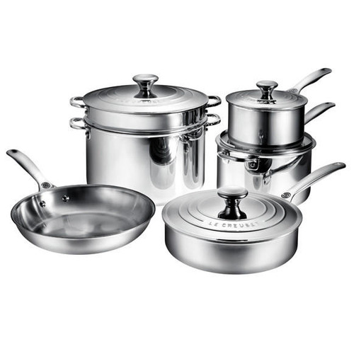 Cookware Set - Tri-Ply Stainless, 10-Piece - The Gourmet Warehouse