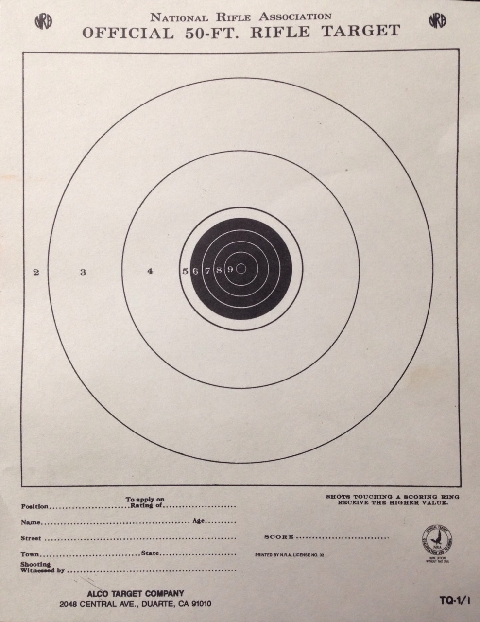 TQ-1 Shooting Target - Alco Target Company®