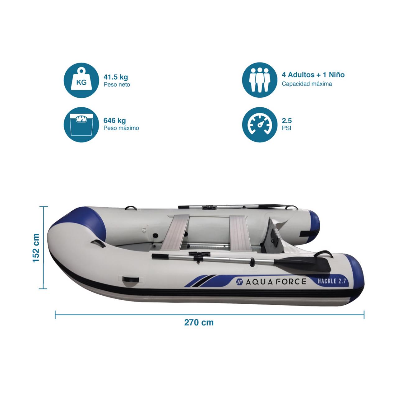 Bote inflable piso aluminio - 4 personas - 2.7M - 2