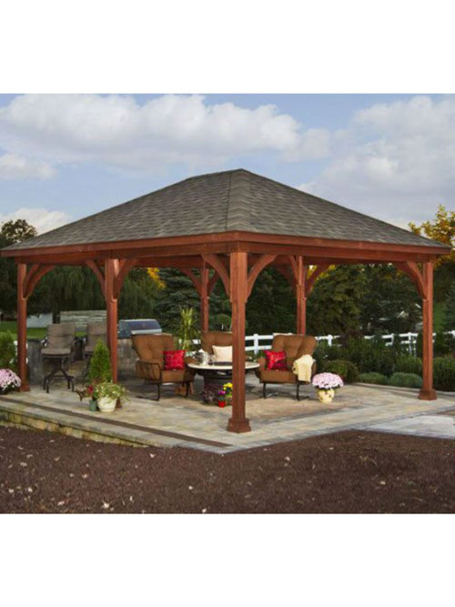 16 x 20 Wood Pavilion with Canyon Brown Stain by Affinity Furniture ...