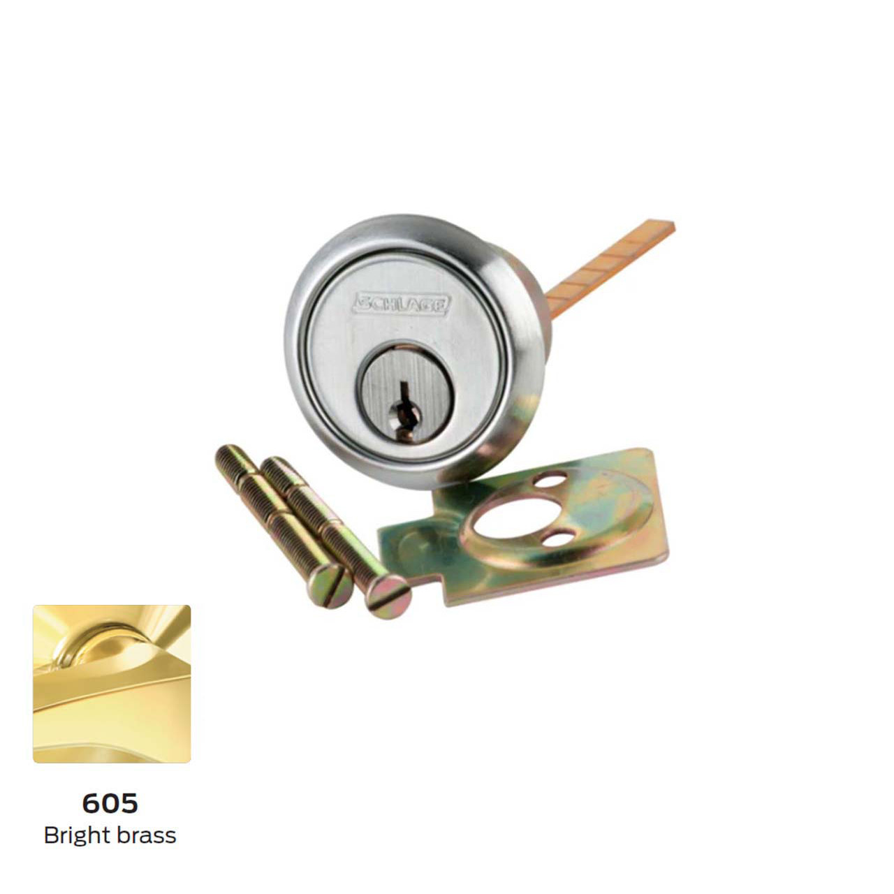 Schlage 20-021CE-605, Rim Cylinder, CE Keyway - R&H Security Hardware