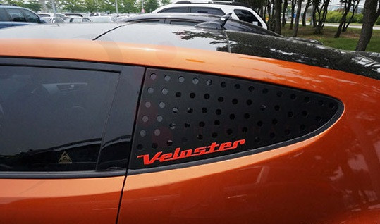 Veloster BLACK/RED Sport C-Pillar Window Plate Set 2pc - Korean Auto ...
