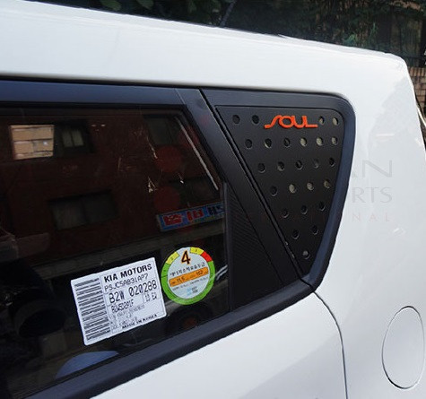 2009-2011 Soul BLACK/RED Rear C-Pillar Window Sport Plate Set 2pc ...