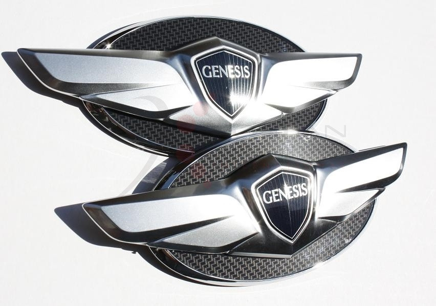2015+ Genesis COUPE SILVER Wing Badge Emblem Logo Hood/Trunk/Steering ...