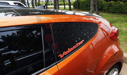 Veloster BLACK/RED Sport C-Pillar Window Plate Set 2pc - Korean Auto ...