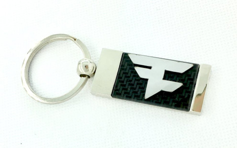 Faze Clan F Logo Chrome / Carbon Optic Metal Key Chain FazeChain ...