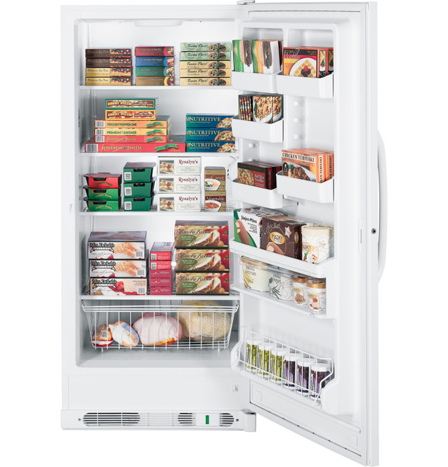 GE 20.6 Cu. Ft. Manual Defrost Upright Freezer FUM21SVRWW GE Appliances