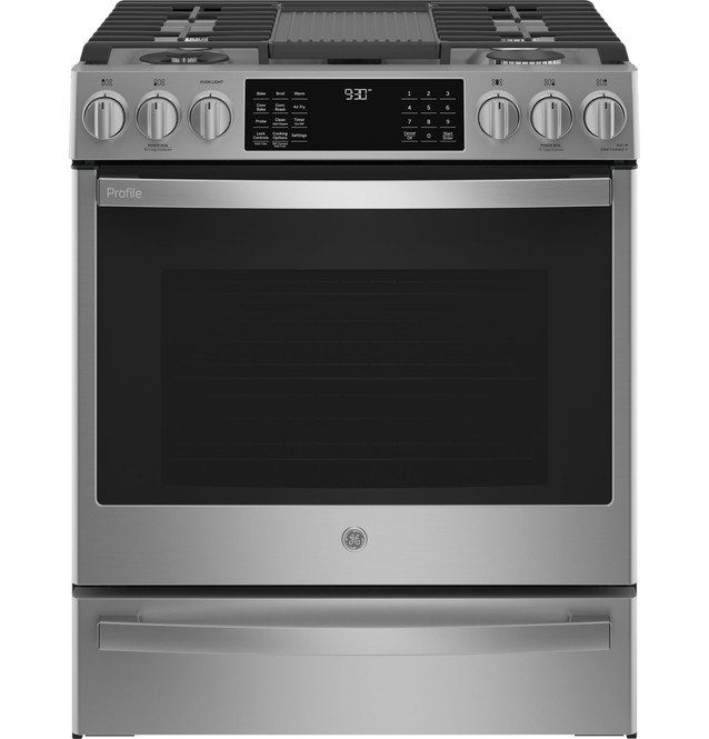 GE Profile™ 30" Smart Slide-In Front-Control Gas Fingerprint Resistant ...