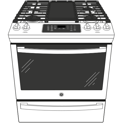 GE® 30" Slide-In Front-Control Convection Gas Range with No Preheat Air ...