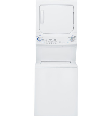 GE Unitized Spacemaker 3.4 DOE cu. ft. stainless steel Washer and 5.9 cu. ft. Gas Dryer GTUN275GMWW GE Appliances