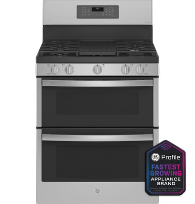 GE Profile™ 30" Free-Standing Gas Double Oven Convection Fingerprint ...