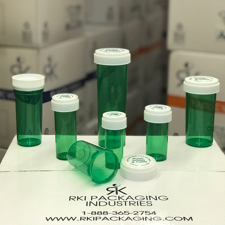 RKI Packaging | Pharmacy Vials | Reversible Green Bottles