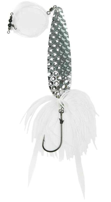 Jigging World Fluke Spoon Rig - 4.5in - Chrome - TackleDirect