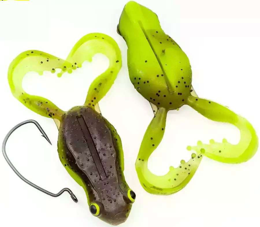 Chasebaits Flexi Frog - 1.5in Green Pumpkin Chartreuse - TackleDirect