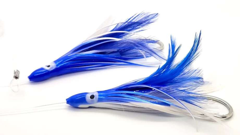 JAW Lures Tuna and Mahi Feathers - Blue/Silver - TackleDirect