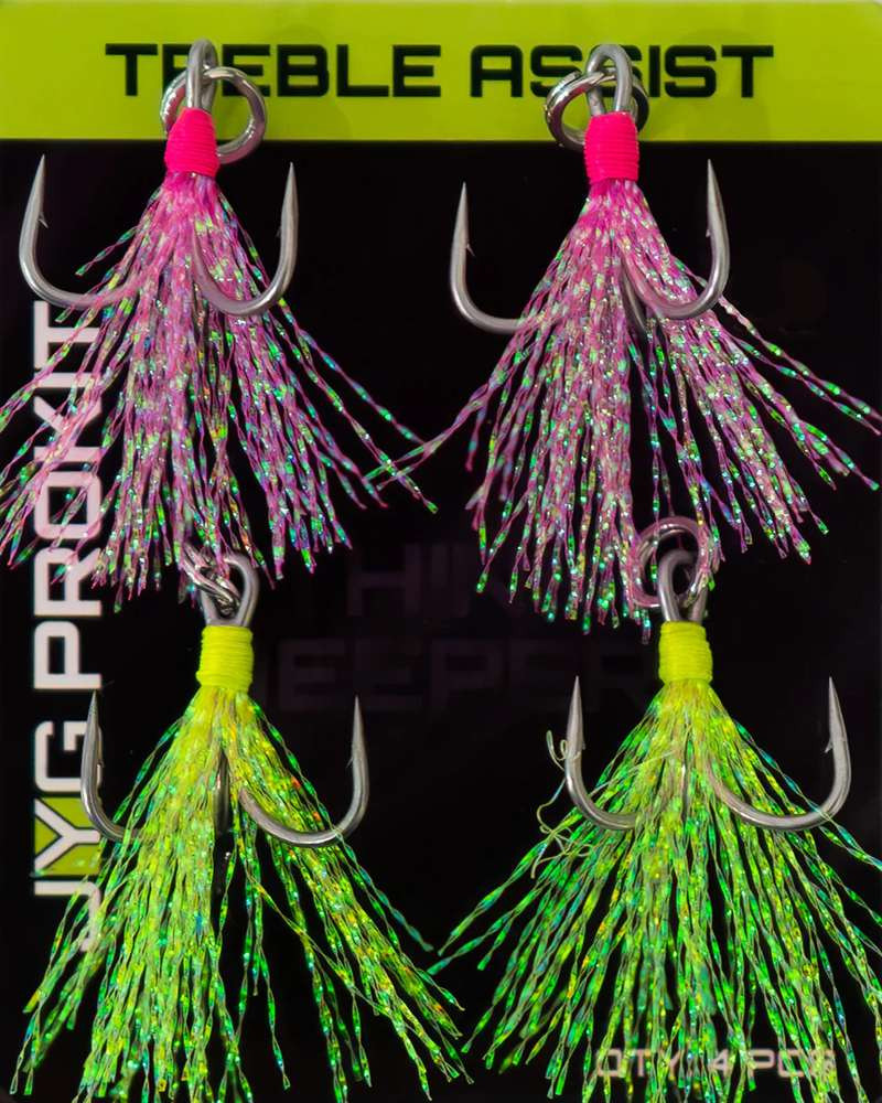 JYG PRO Fishing Feathered Treble Hooks - TackleDirect
