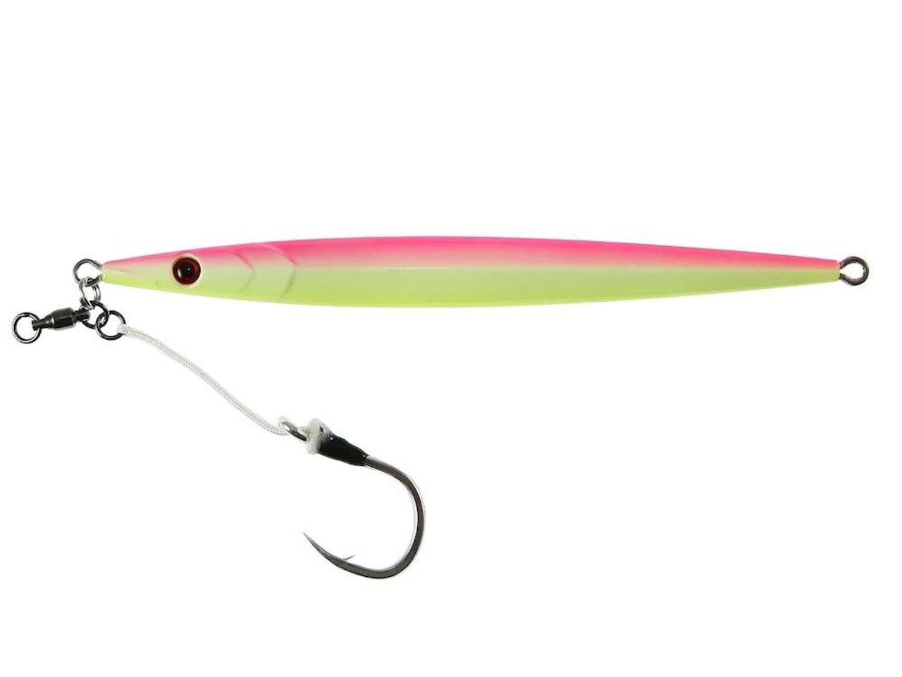 Jigging World Maguro Jig - 200g - Chartreuse/Pink Glow - TackleDirect