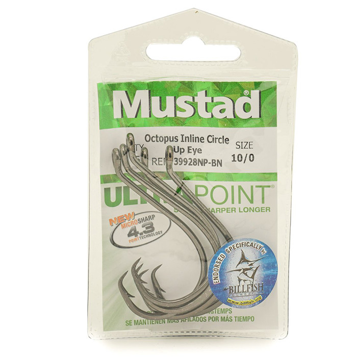 Mustad 39928NP-BN Octopus Wide Gap Inline Circle Hooks - TackleDirect